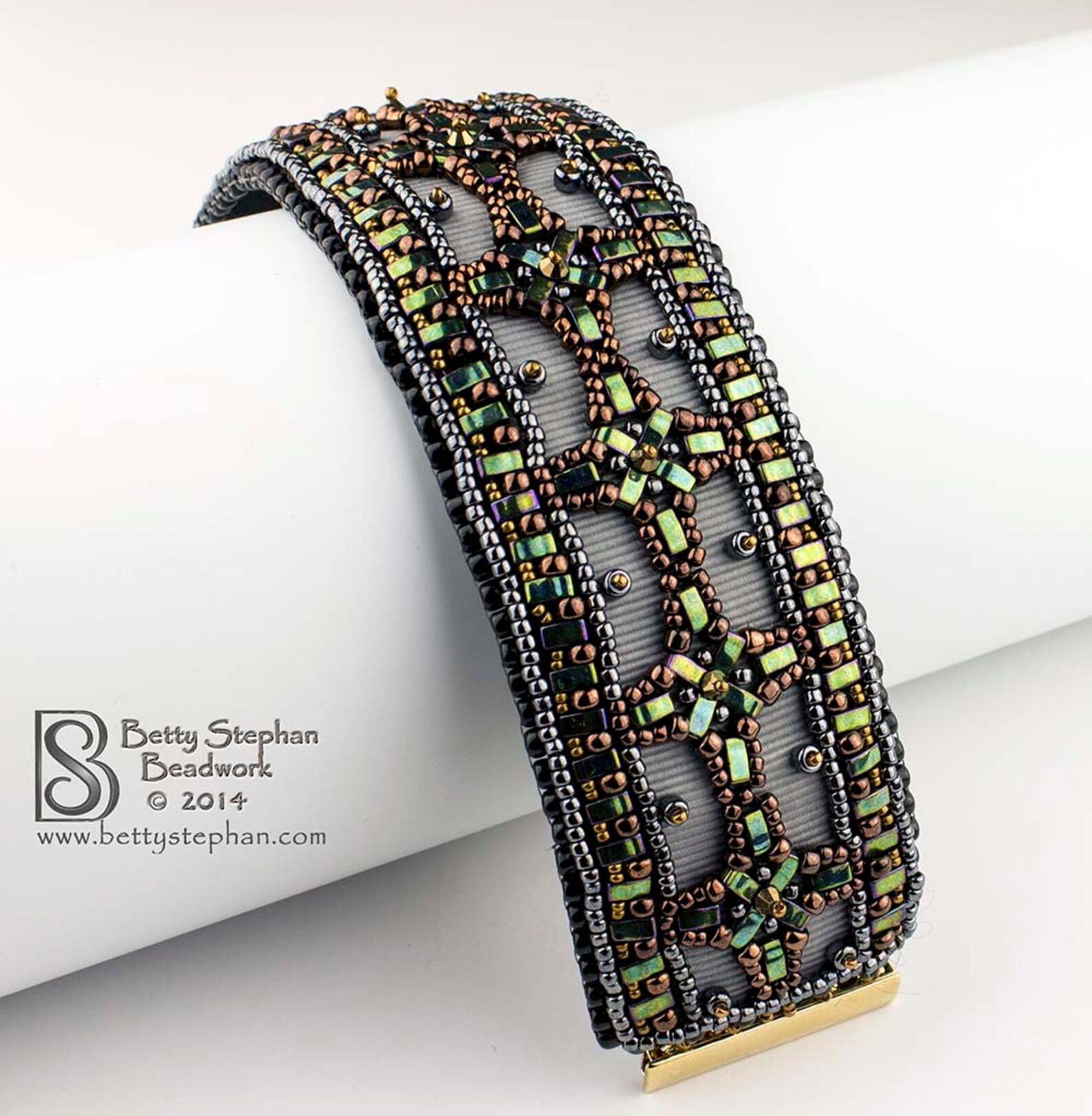 Aztec Cuff Bracelet KIT Bead Embroidery and Beadweaving- Metalic Colors ...