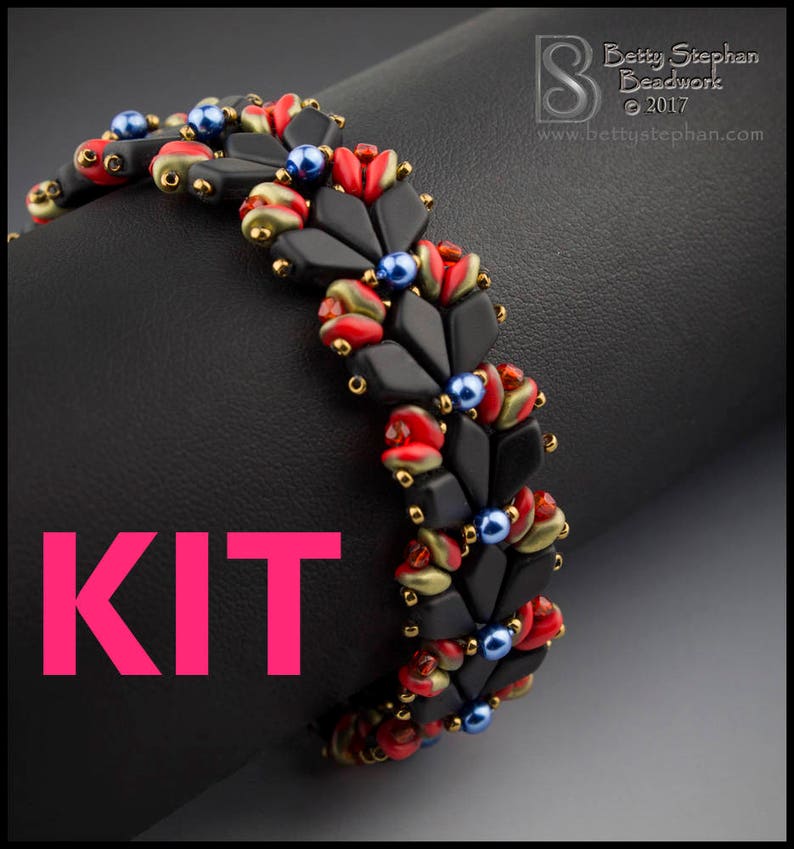 Kite Bracelet Version 2 Black and Red Beading Kit - Etsy