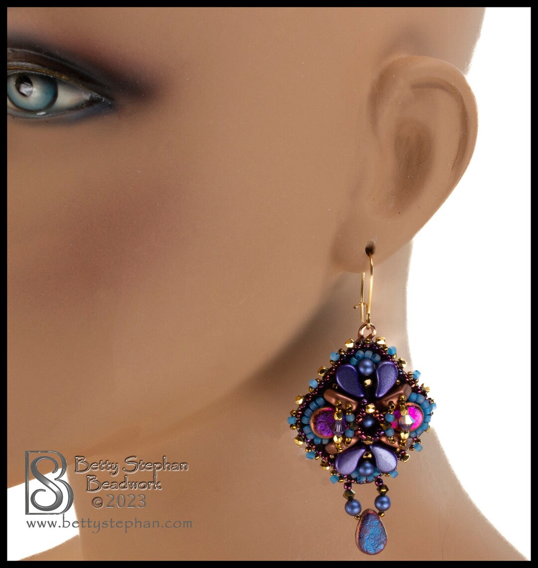 KIT- Earbuds Earrings Bead Embroidery Purple Colorway - Etsy