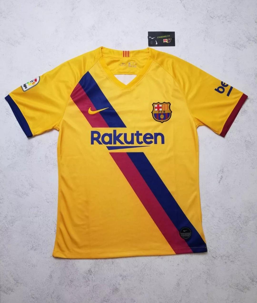 NEW Barcelona FC Jersey Yellow Nike Logo Swoosh Embroidered Away Match ...