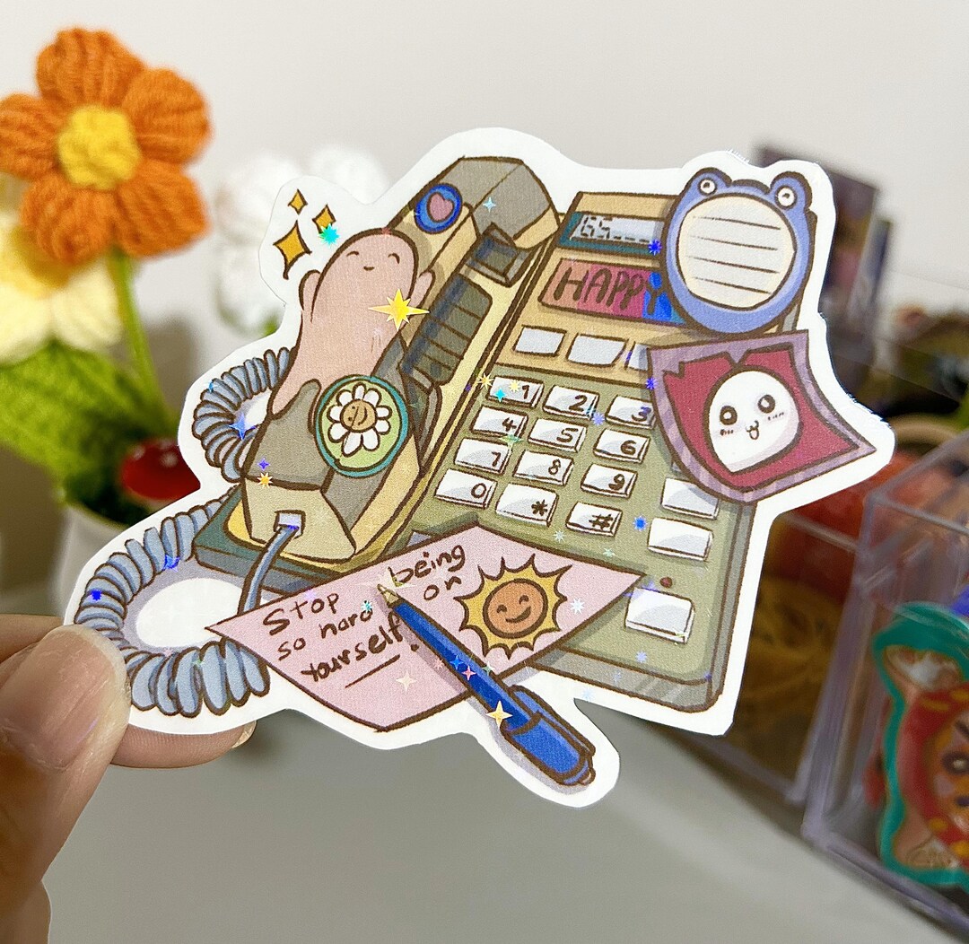 Telephone || Workday Vibes Sticker || Holographic Star Gem Vinyl ...