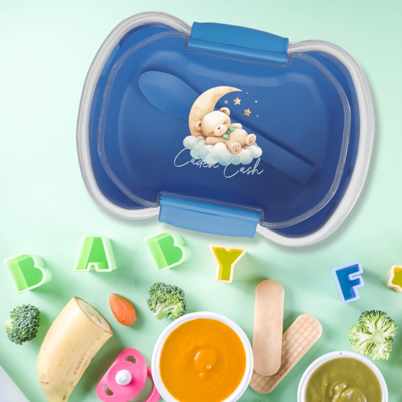 Personalized Baby Snack Box, Two-tier Bento Box, Custom Name School ...