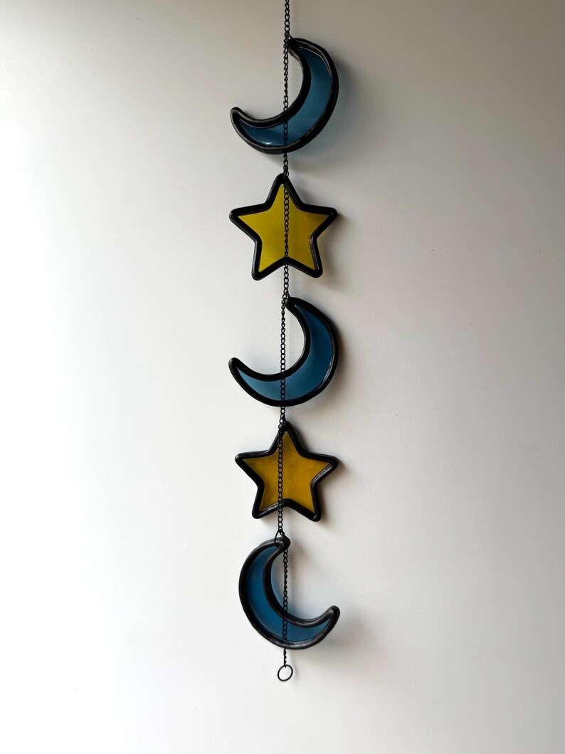 Moons and Stars - Faux Stained Glass - Etsy