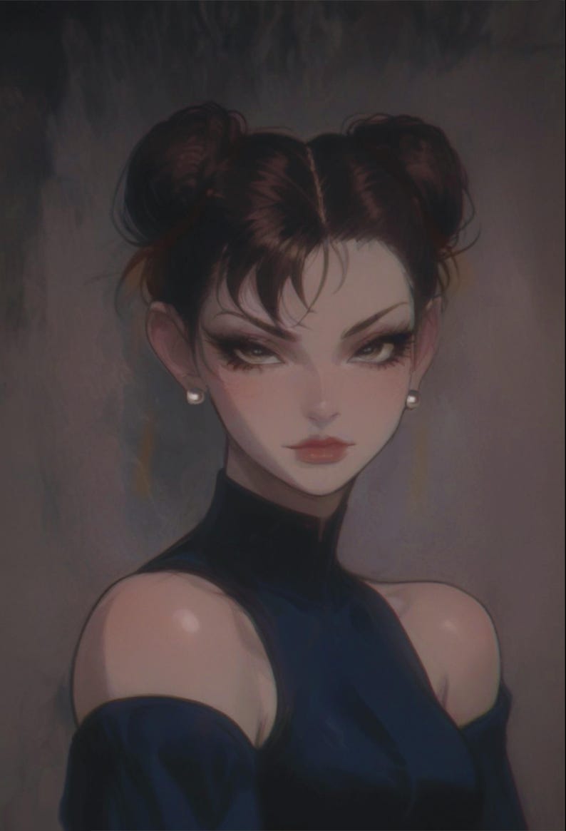 Street Fighter 6 Fanart Chun-li Vintage Portrait Art Print Postcard ...