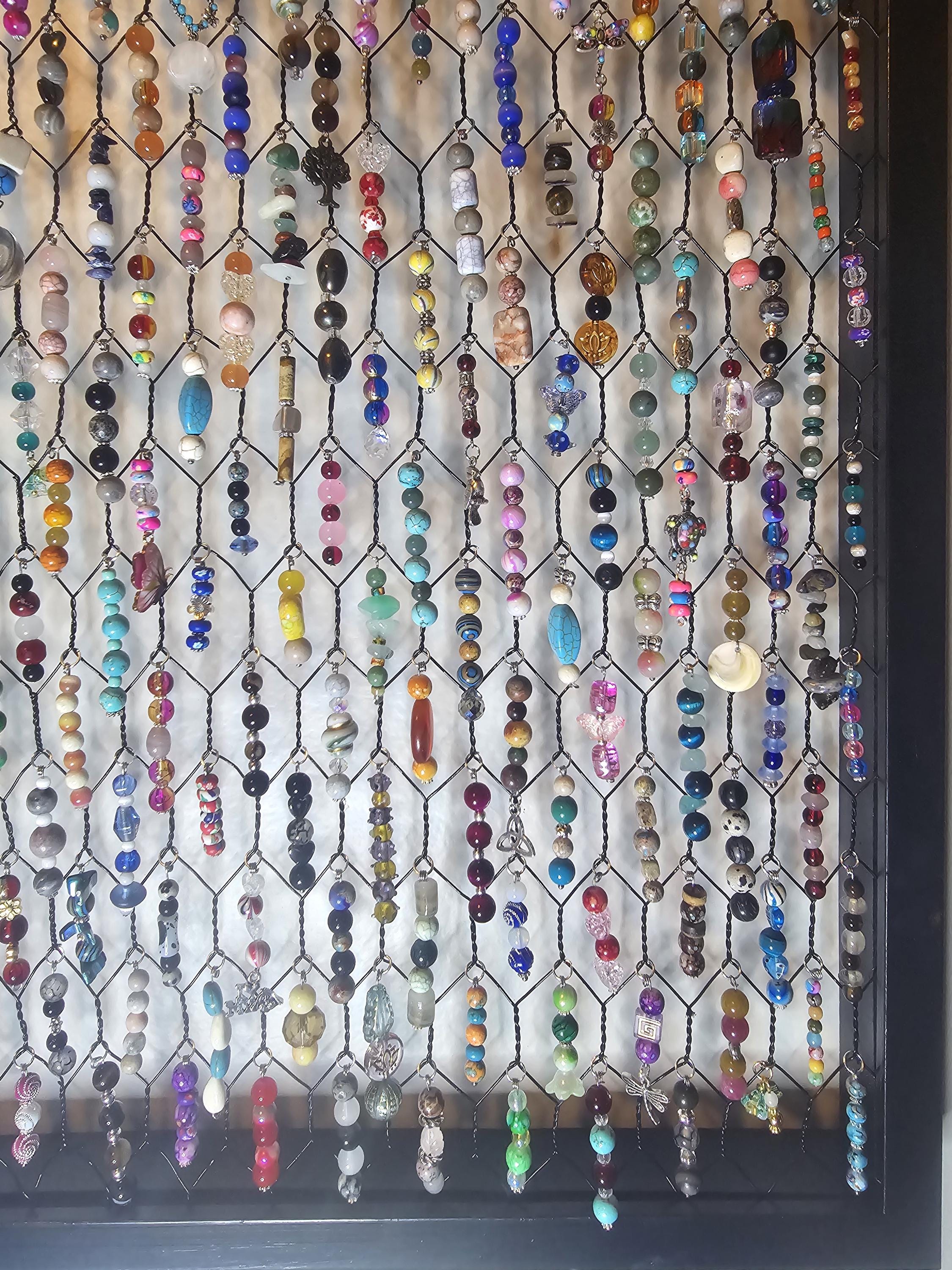 Large Chicken Wire Gemstone Beaded Wall Art - Etsy