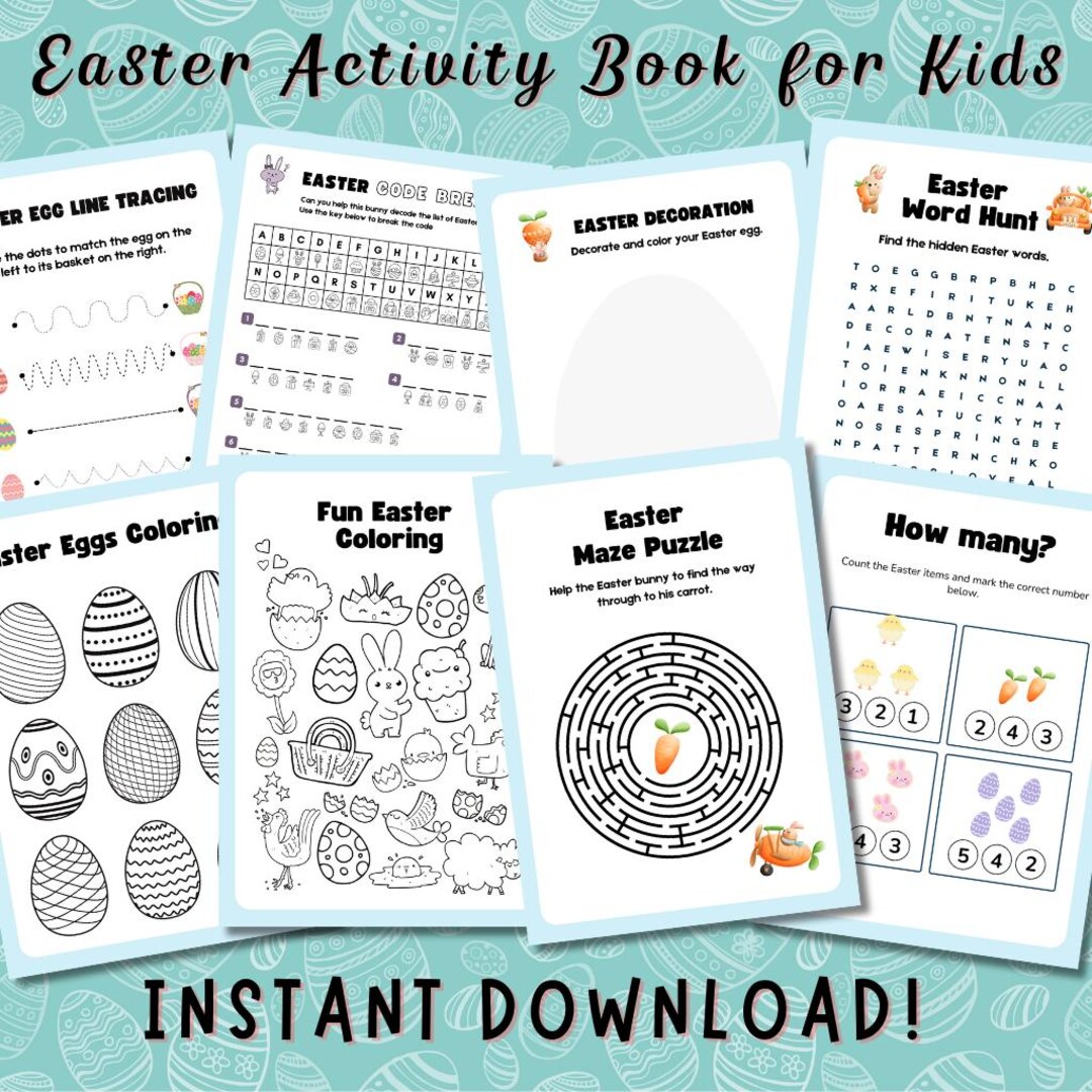 Easter Activity Book for Kids: Coloring, Tracing, Mazes (printable PDF ...