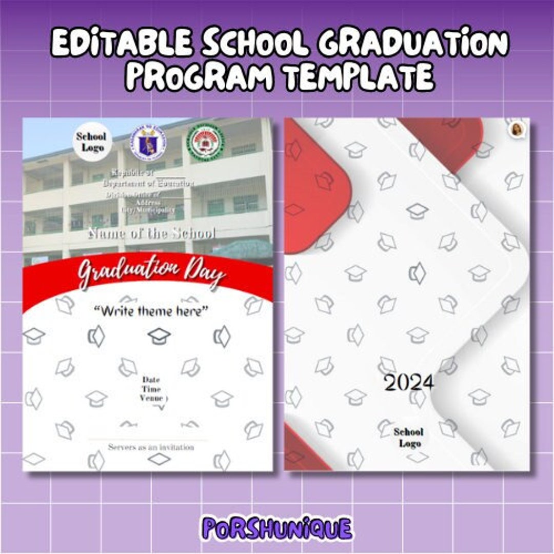 Editable School Graduation Program Template | Canva Graduation Ceremony ...