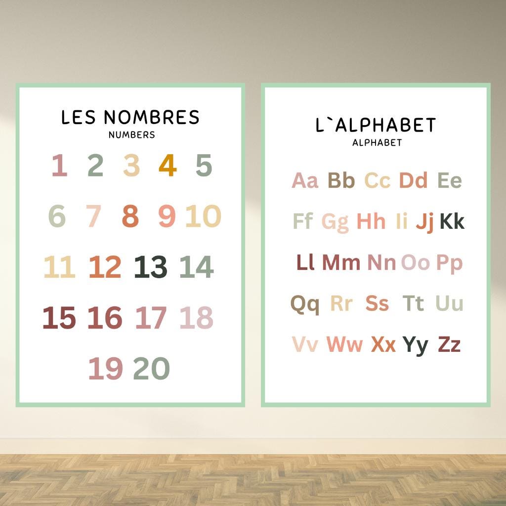 Bilingual French Educational Posters: Shapes, Numbers, Alphabet ...