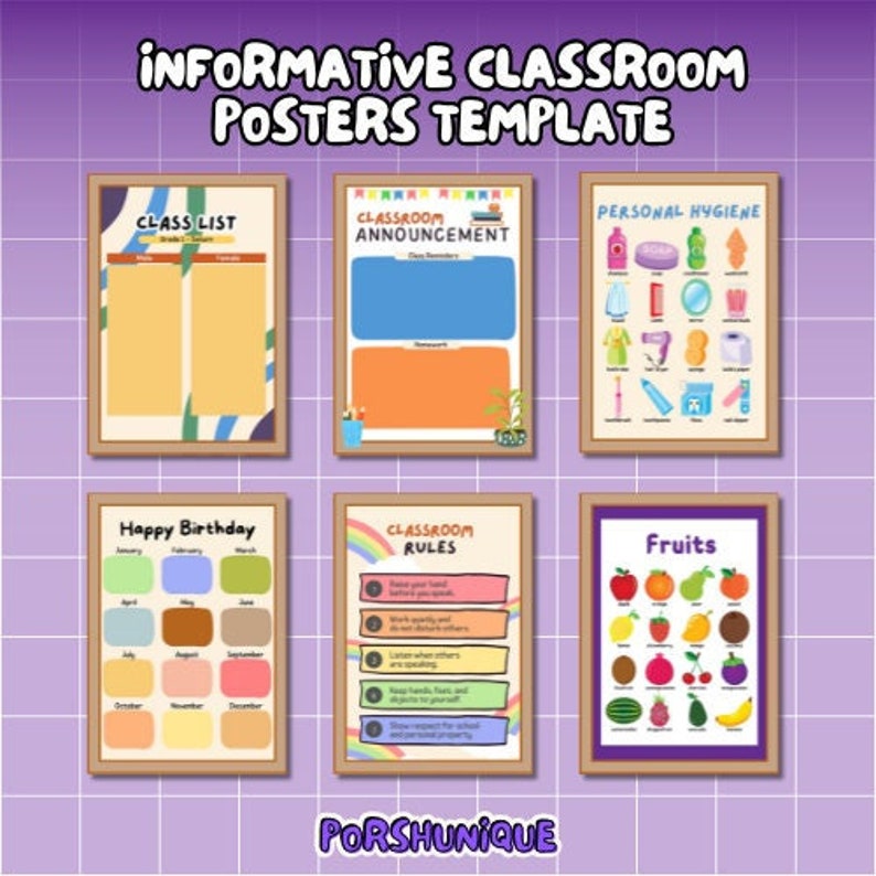 Editable Informative Classroom Posters Template Educational Canva ...