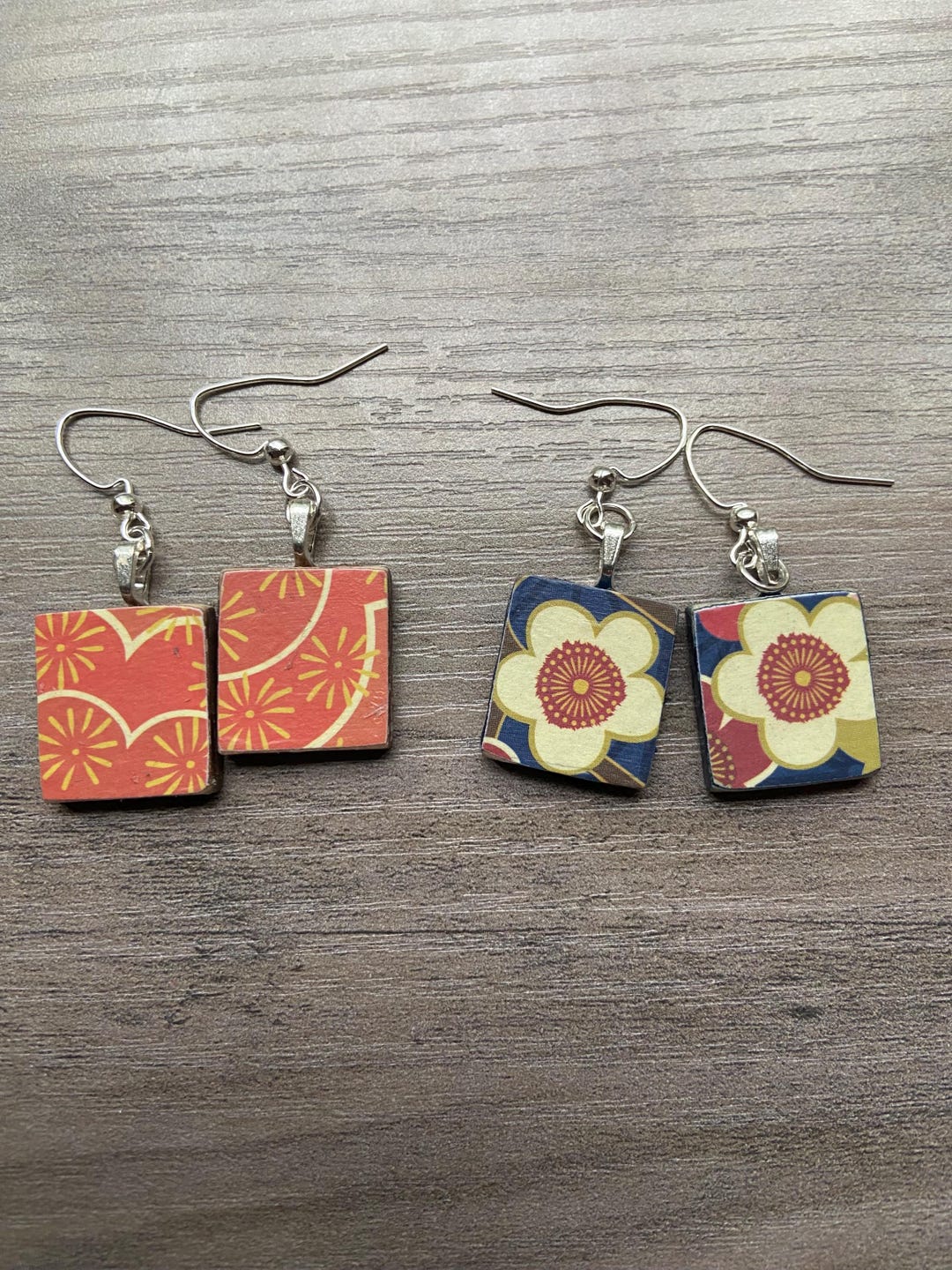 Set of Two Origami Scrabble Tile Earrings 2 - Etsy