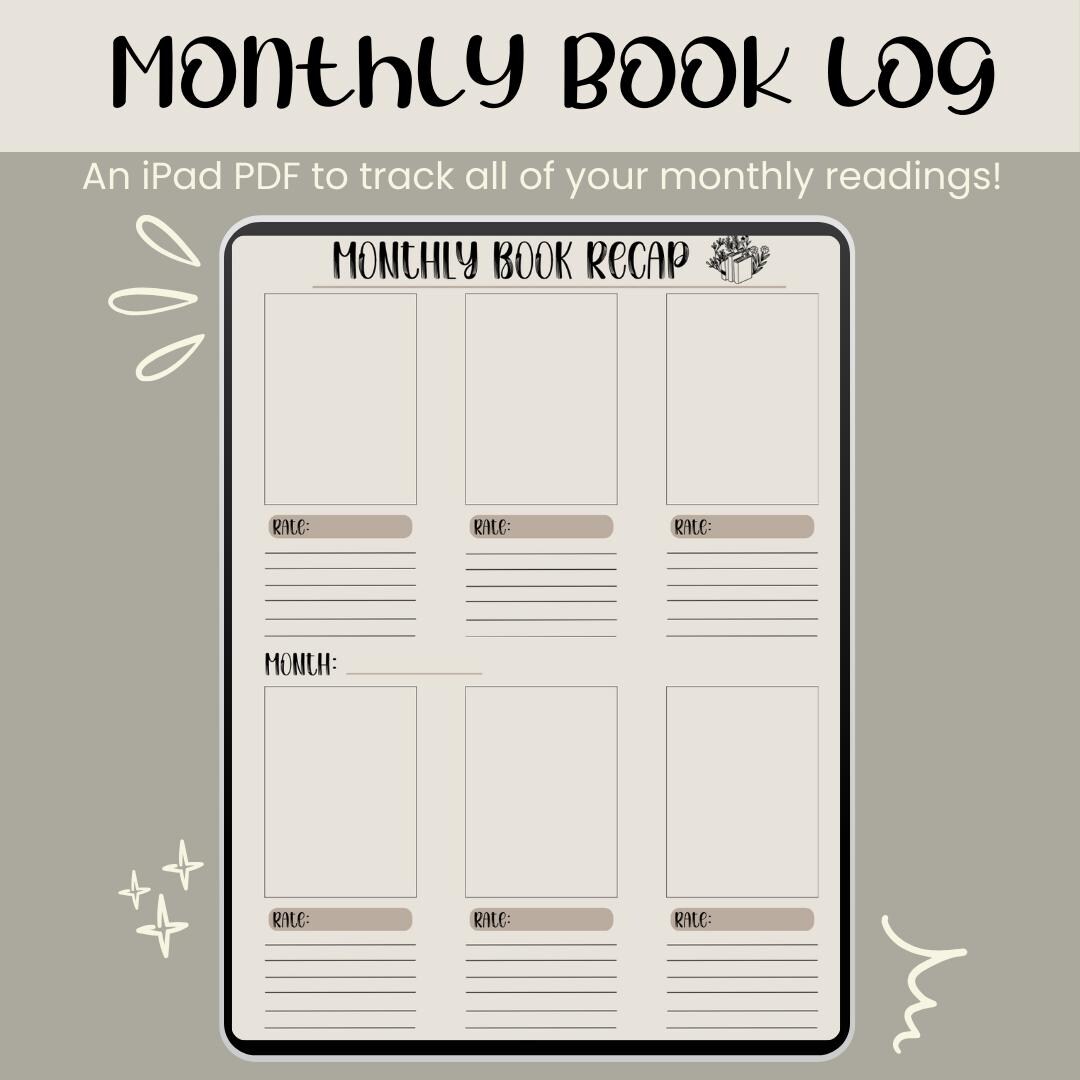 Minimalistic Monthly Book Log Template - Etsy