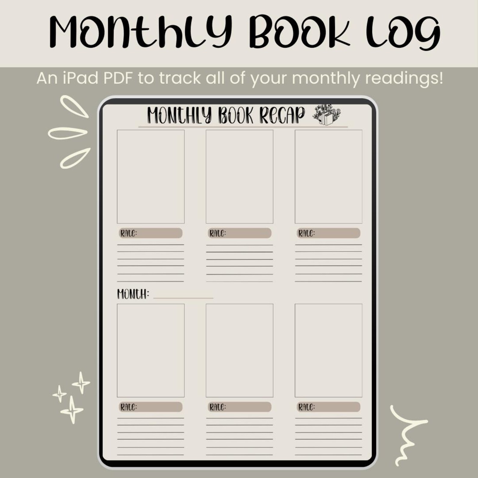 Minimalistic Monthly Book Log Template - Etsy