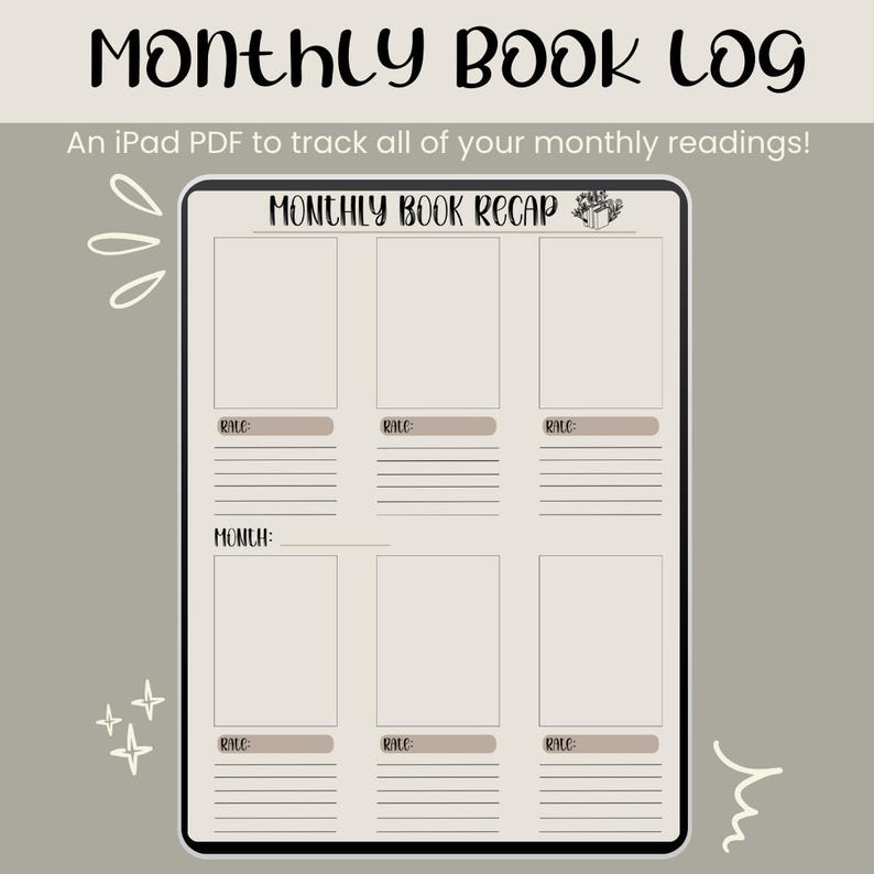 Minimalistic Monthly Book Log Template - Etsy