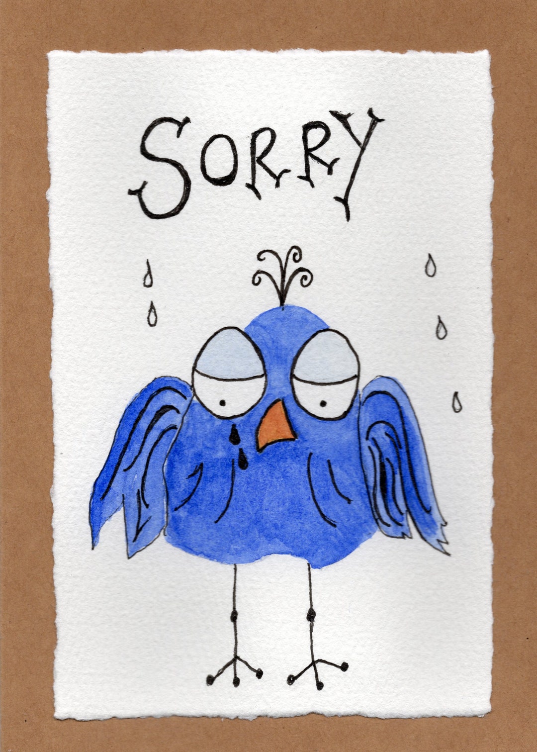 Emotions Card, Sorry, Blank Inside, Cute, Bird - Etsy
