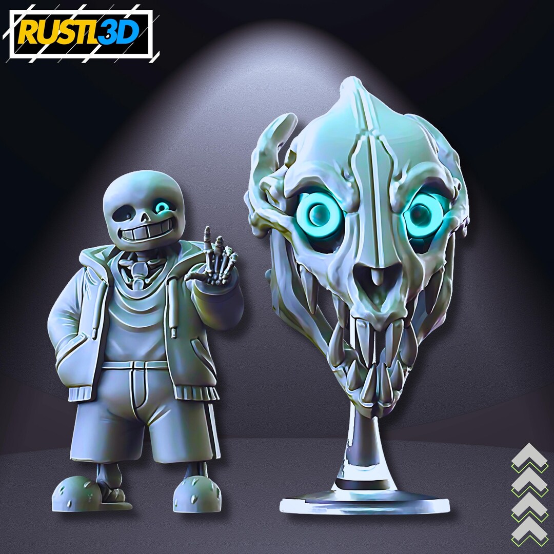 Sans and Gaster Blaster Figure, Undertale Stl 3D Printing, Gaster Blaster Stl 3D Model Design ...