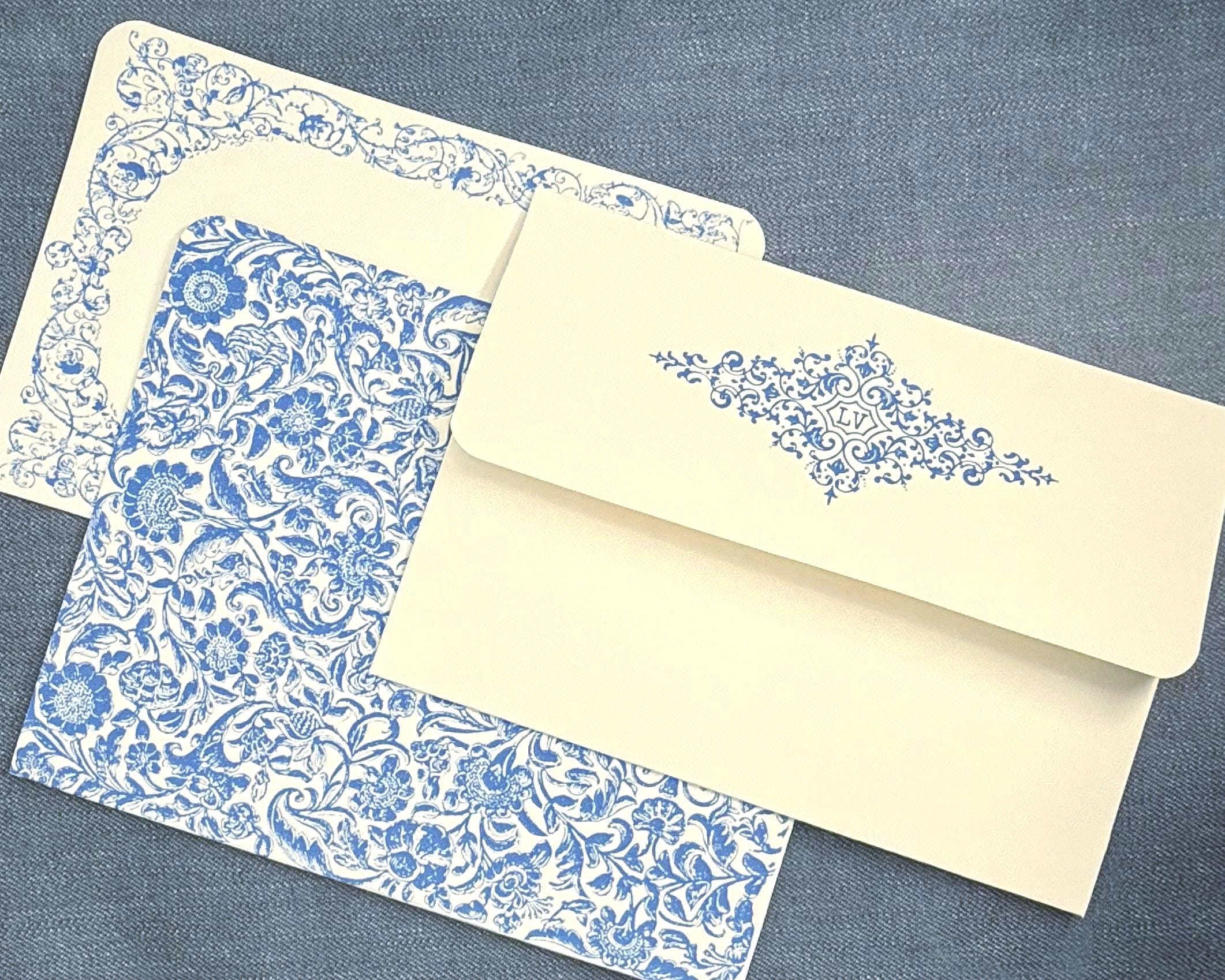 Personalized French Toile Stationery Set: Handmade Notecards - Etsy