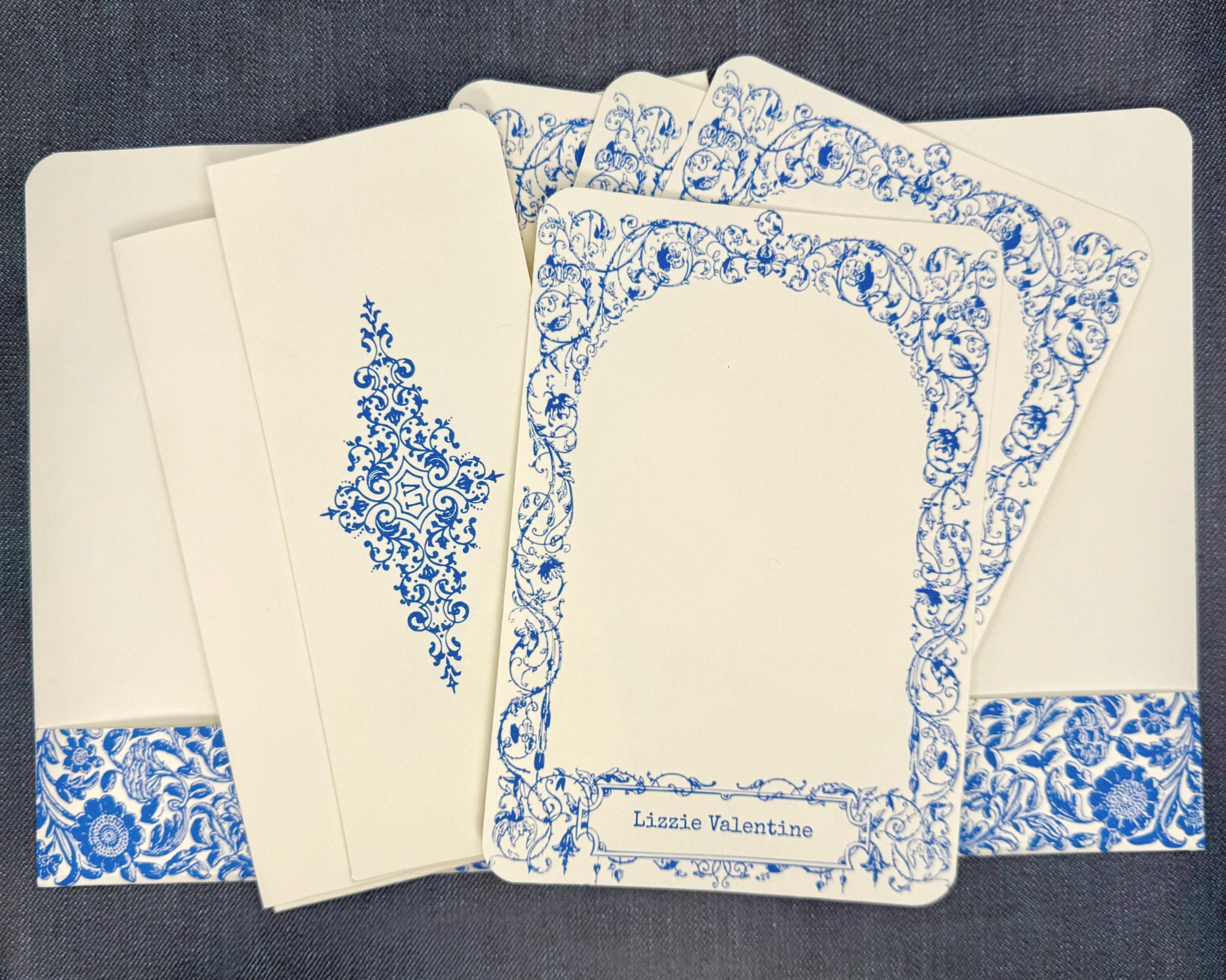 Personalized French Toile Stationery Set: Handmade Notecards - Etsy