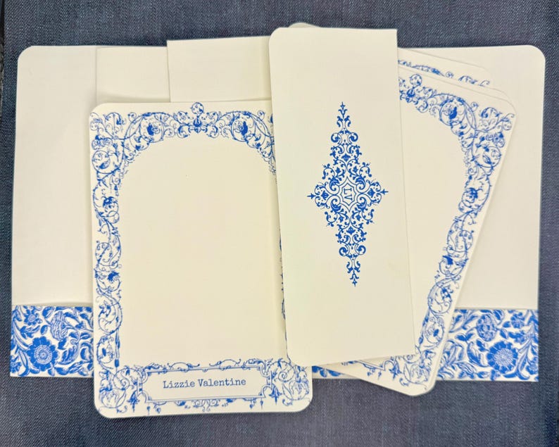 Personalized French Toile Stationery Set: Handmade Notecards - Etsy