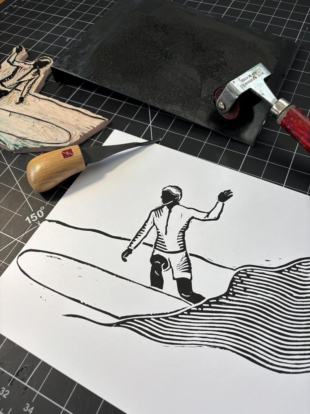 Handmade Surf Block Print: "carve" Surf Art - Etsy