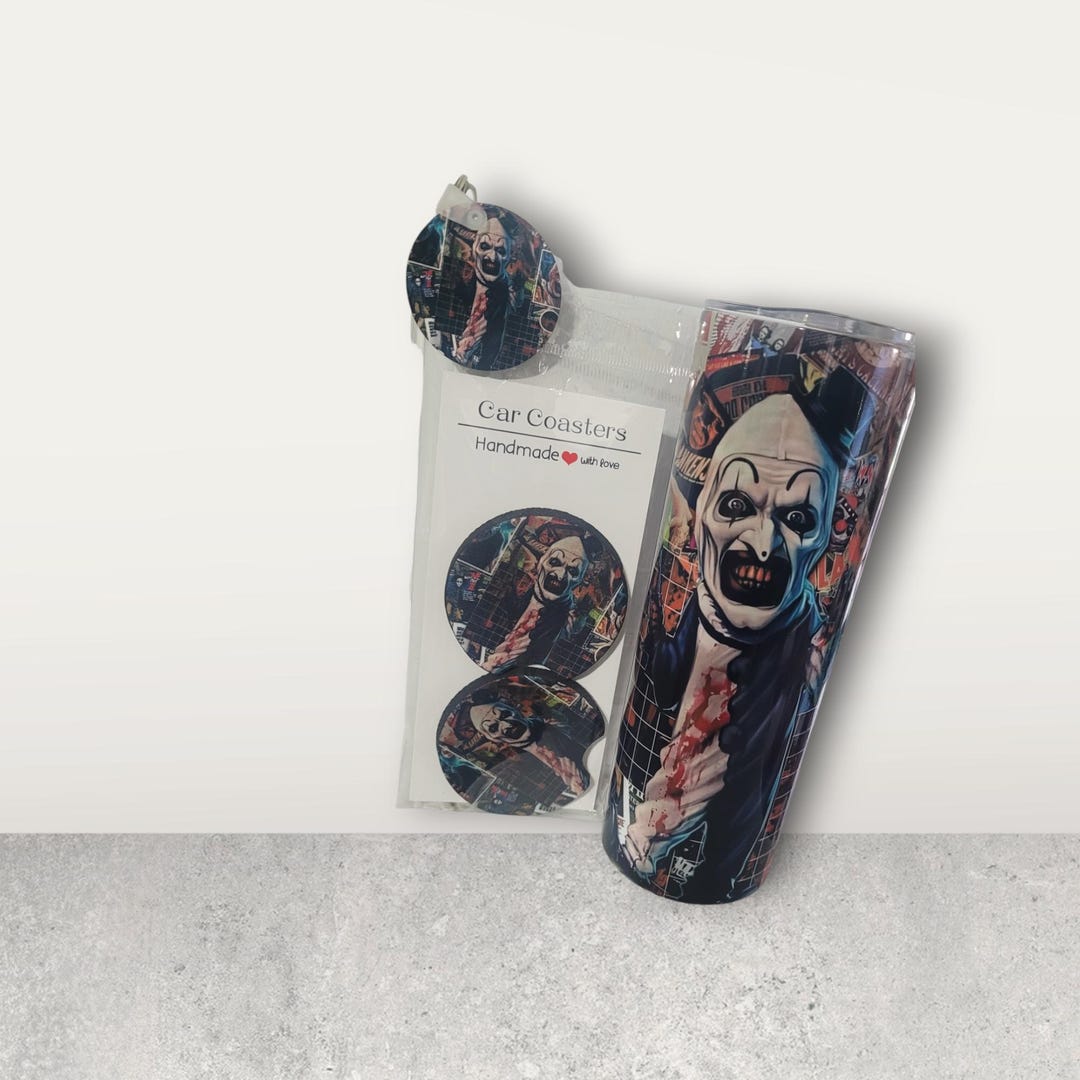 Terrifier Art the Clown Tumbler Cup & Car Coasters and Key Chain - Etsy