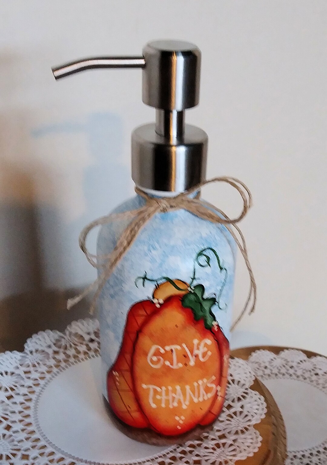 Refillable Soap Bottle/ Fall Theme/ Painted Bottles/ Glass Bottles/ 8 ...