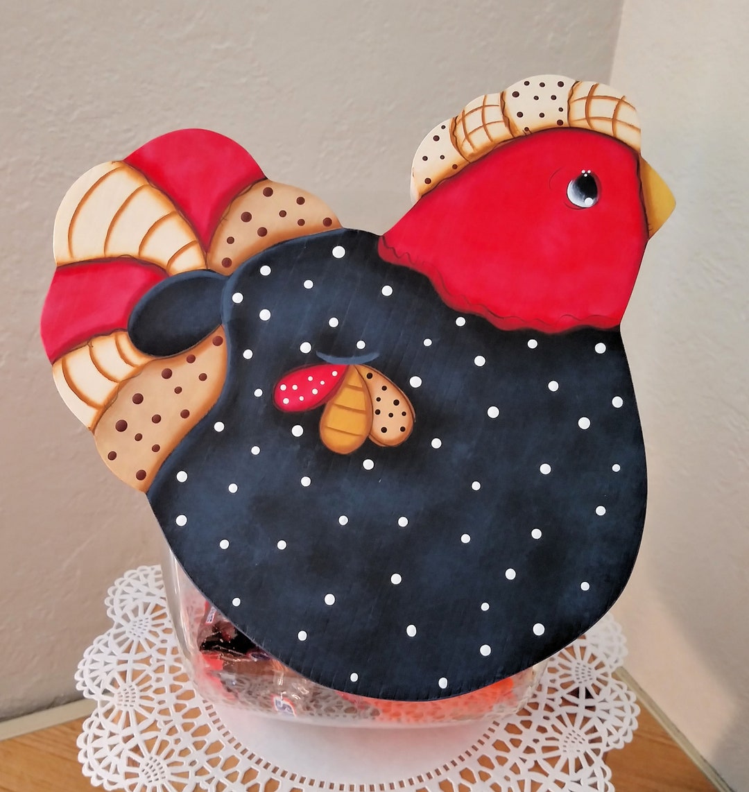 Chicken Cookie Jar Lid, Kitchen Décor, Gallon or Half Gallon Size ...