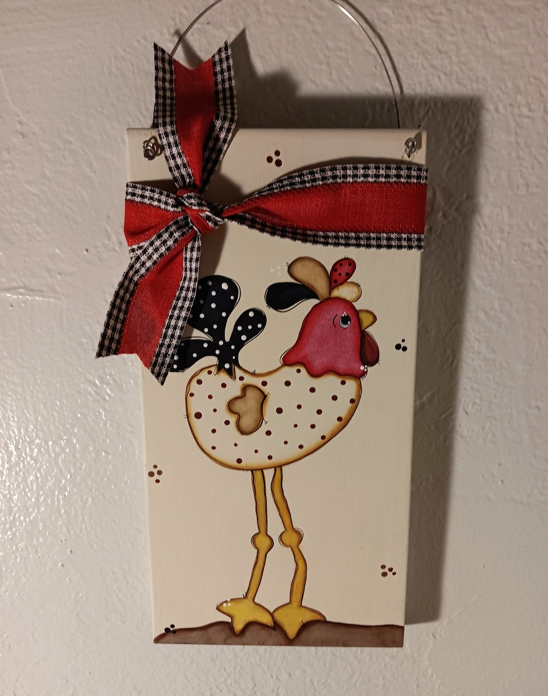 Kitchen Wall Sign/ Tole Painted Chickens/ Wood Signs/ Farmhouse Décor ...