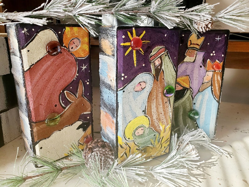 Nativity Set Nativity Brick Set Nativity Bricks - Etsy