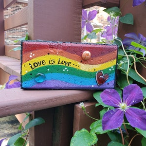 Love is Love, Painted Brick, Rainbow Brick - Etsy