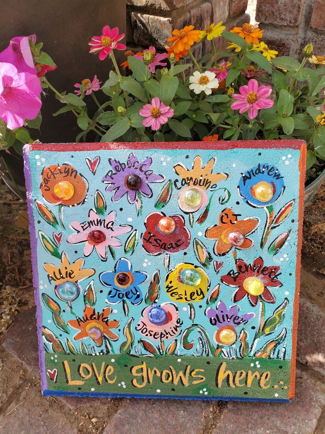 Garden Stone, Stepping Stone, Love Grows Here - Etsy