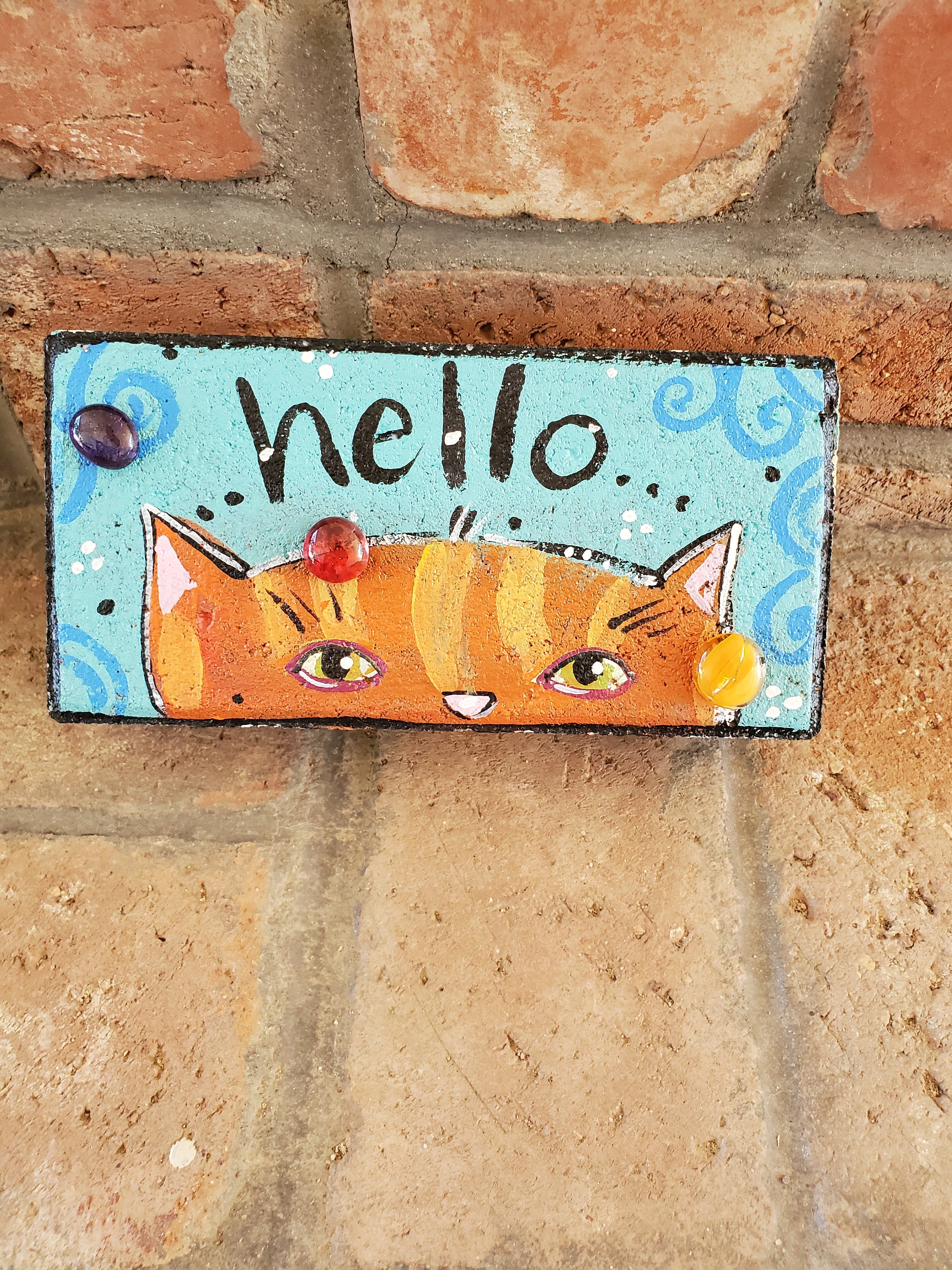 Painted Brick, Garden Brick, Cat, Cat Lovers, Cat Ladies, Garden Gift ...
