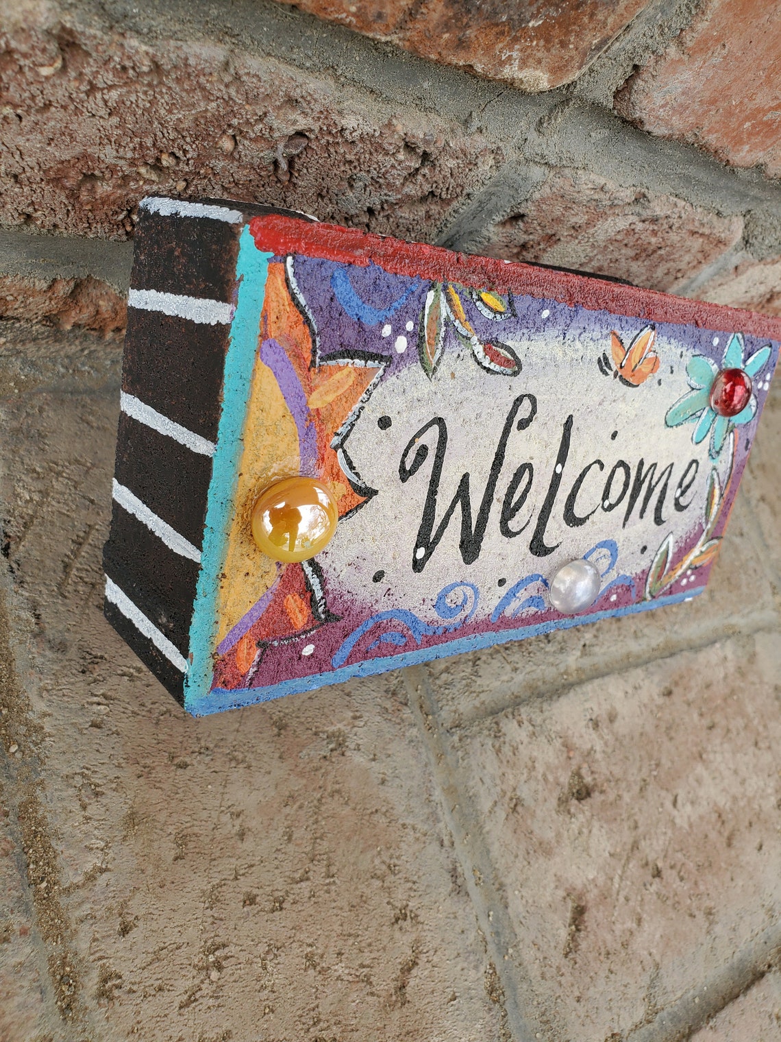Garden Brick, Welcome - Etsy