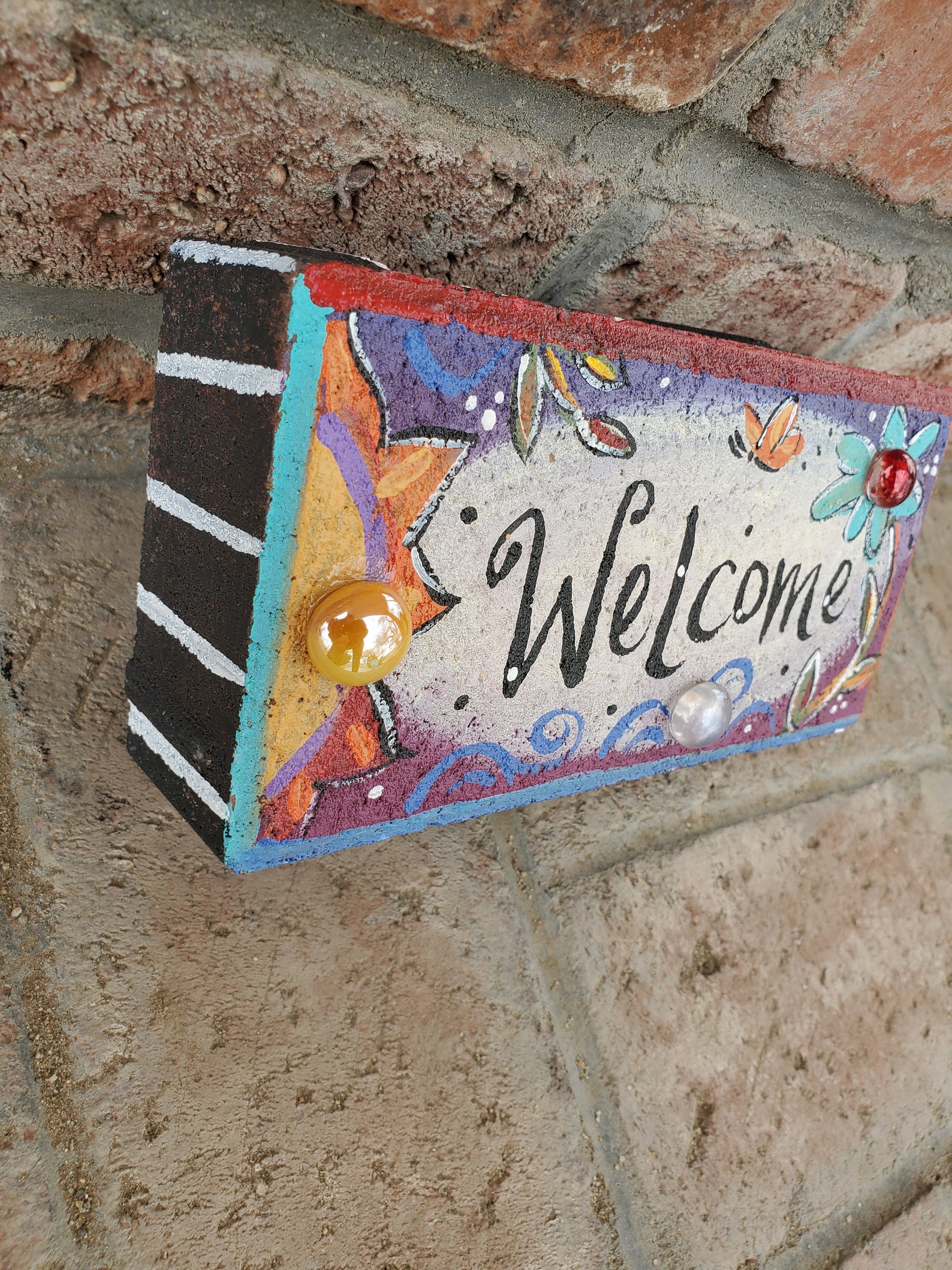 Garden Brick, Welcome - Etsy