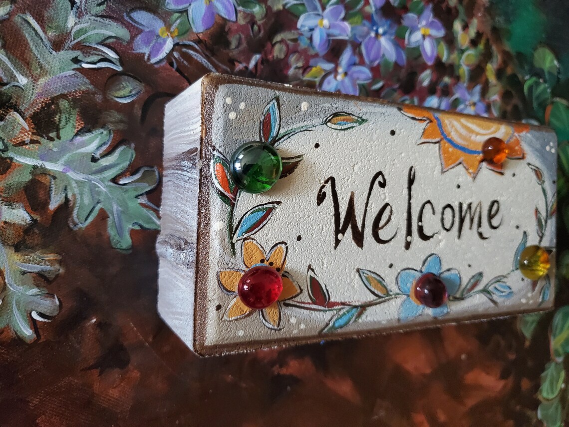 Welcome Brick Garden Brick Painted Brick - Etsy