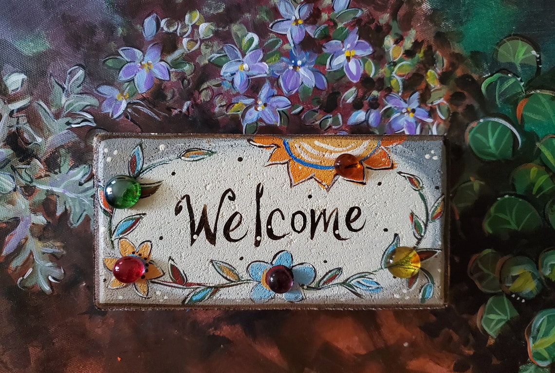 Welcome Brick Garden Brick Painted Brick - Etsy