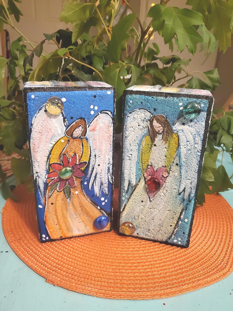 Angel Bricks, Two Bricks, Angel, Garden Bricks - Etsy