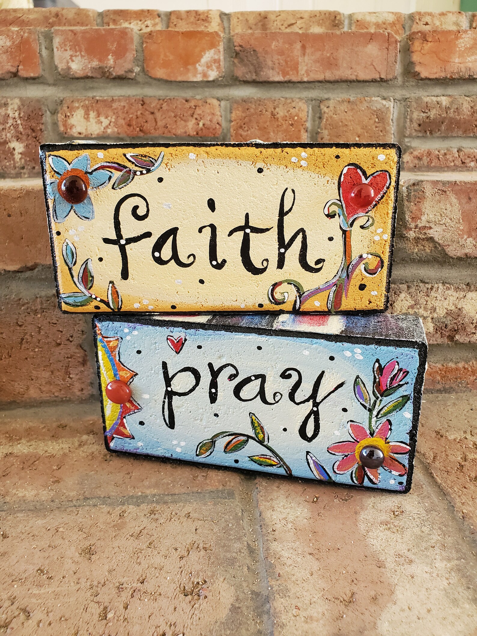 Painted Brick, Pray, Pray Brick, Garden Brick - Etsy