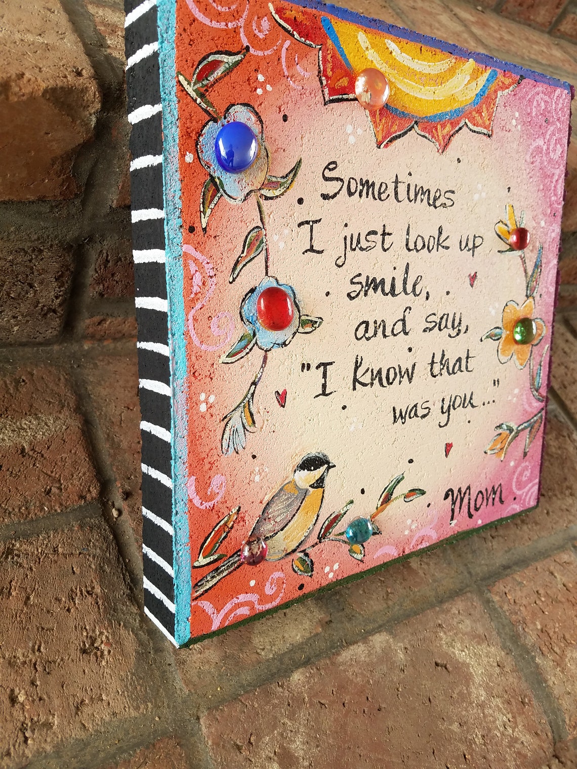 Sympathy Stone Stepping Stone Chicadees Whimsical Garden | Etsy