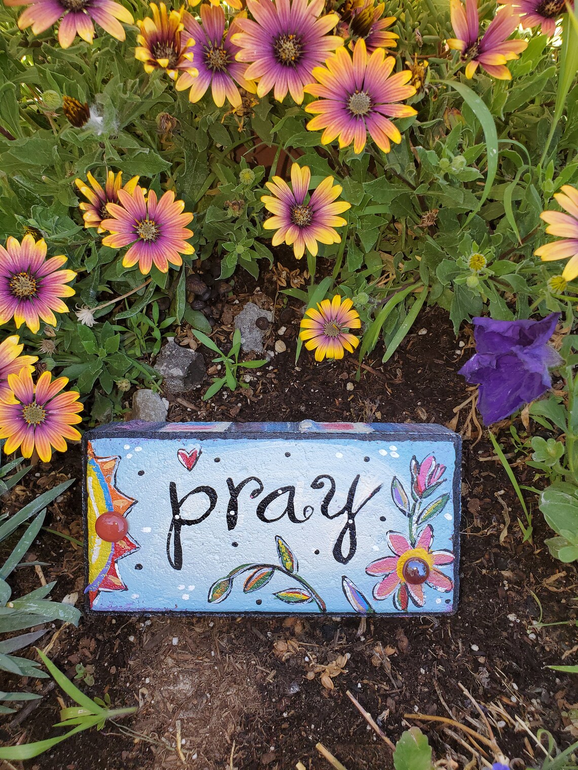 Painted Brick, Pray, Pray Brick, Garden Brick - Etsy