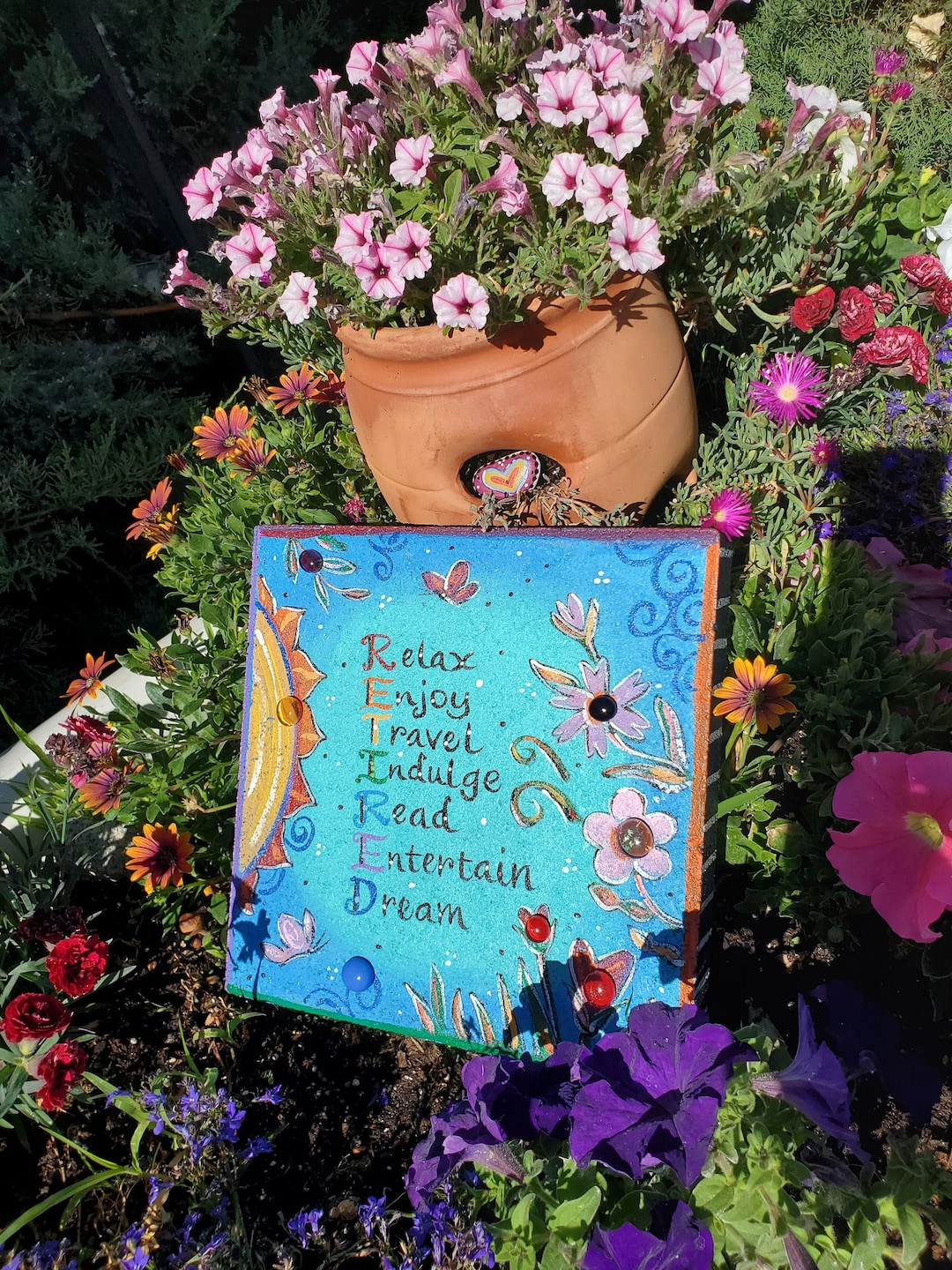 Garden Stone, Retirement Gift, Garden Decor, Garden Gift, Sun, Garden ...