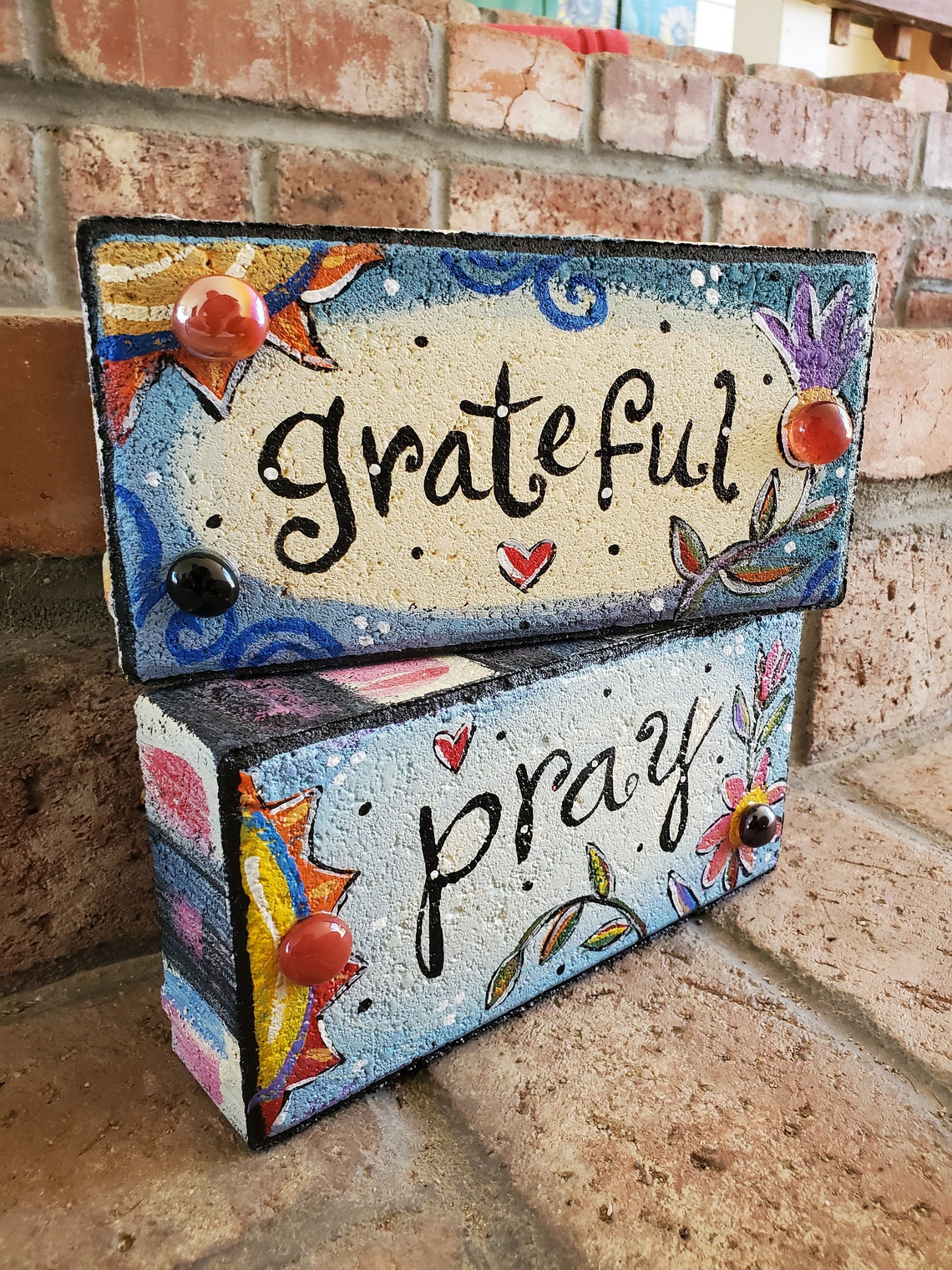 Painted Brick Pray Pray Brick Garden Brick - Etsy