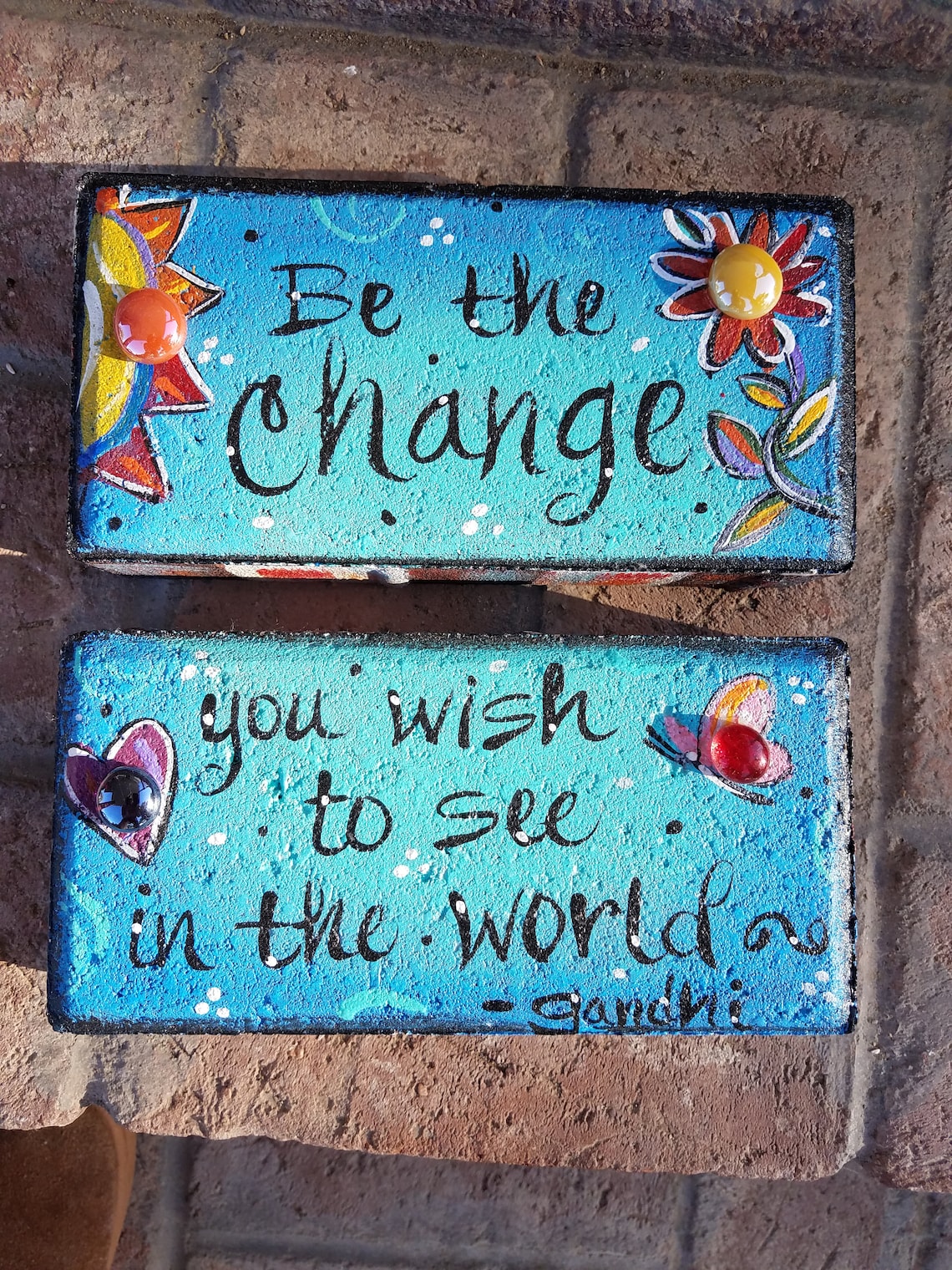 Be the Change Painted Bricks - Etsy