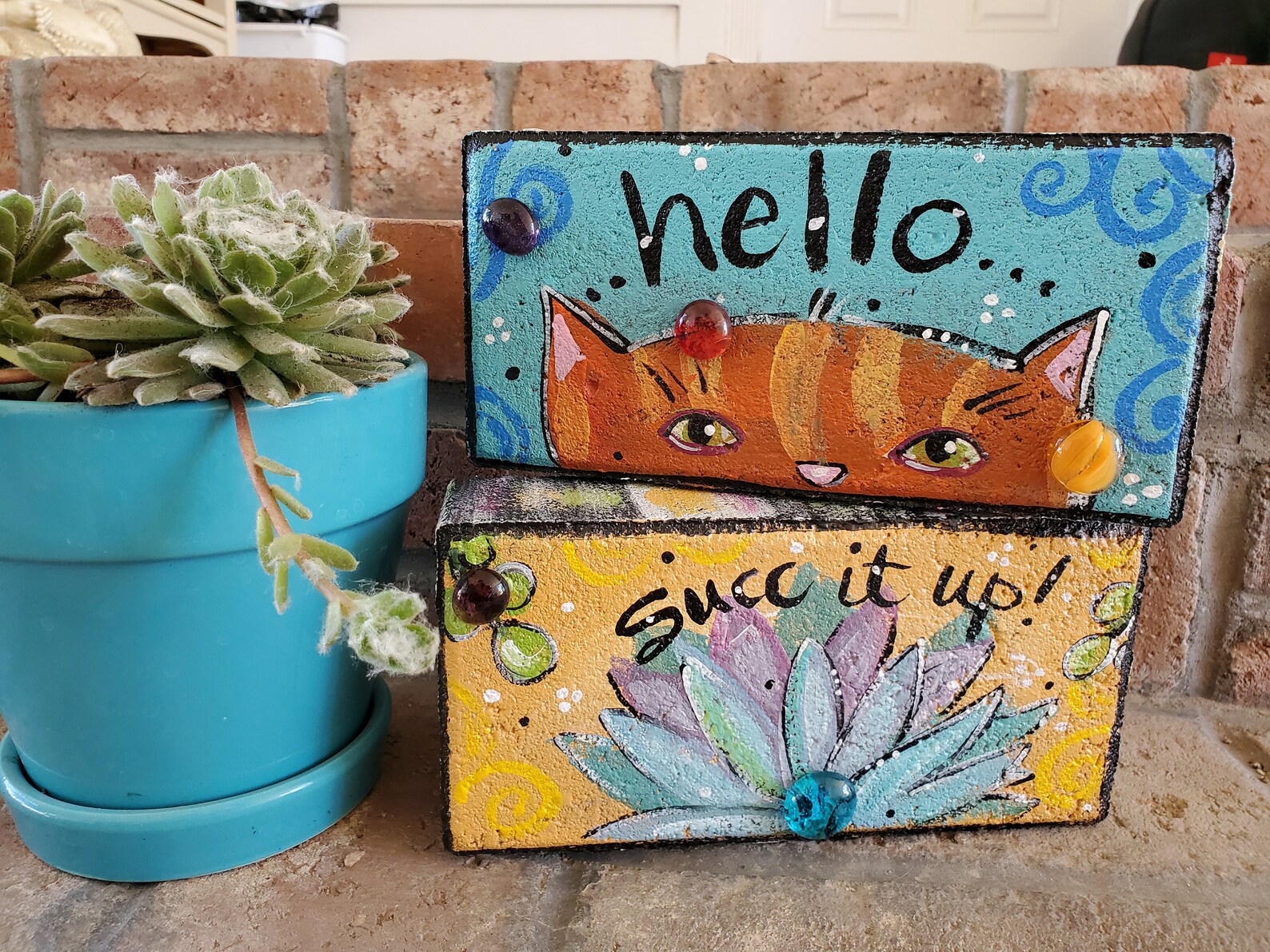 Painted Brick, Garden Brick, Cat, Cat Lovers, Cat Ladies, Garden Gift ...