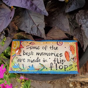 Painted Brick, Garden Brick, Beach, Flip Flops, Beach Gift - Etsy