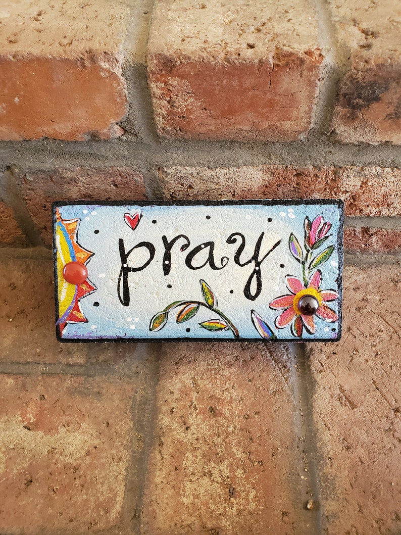 Painted Brick, Pray, Pray Brick, Garden Brick - Etsy