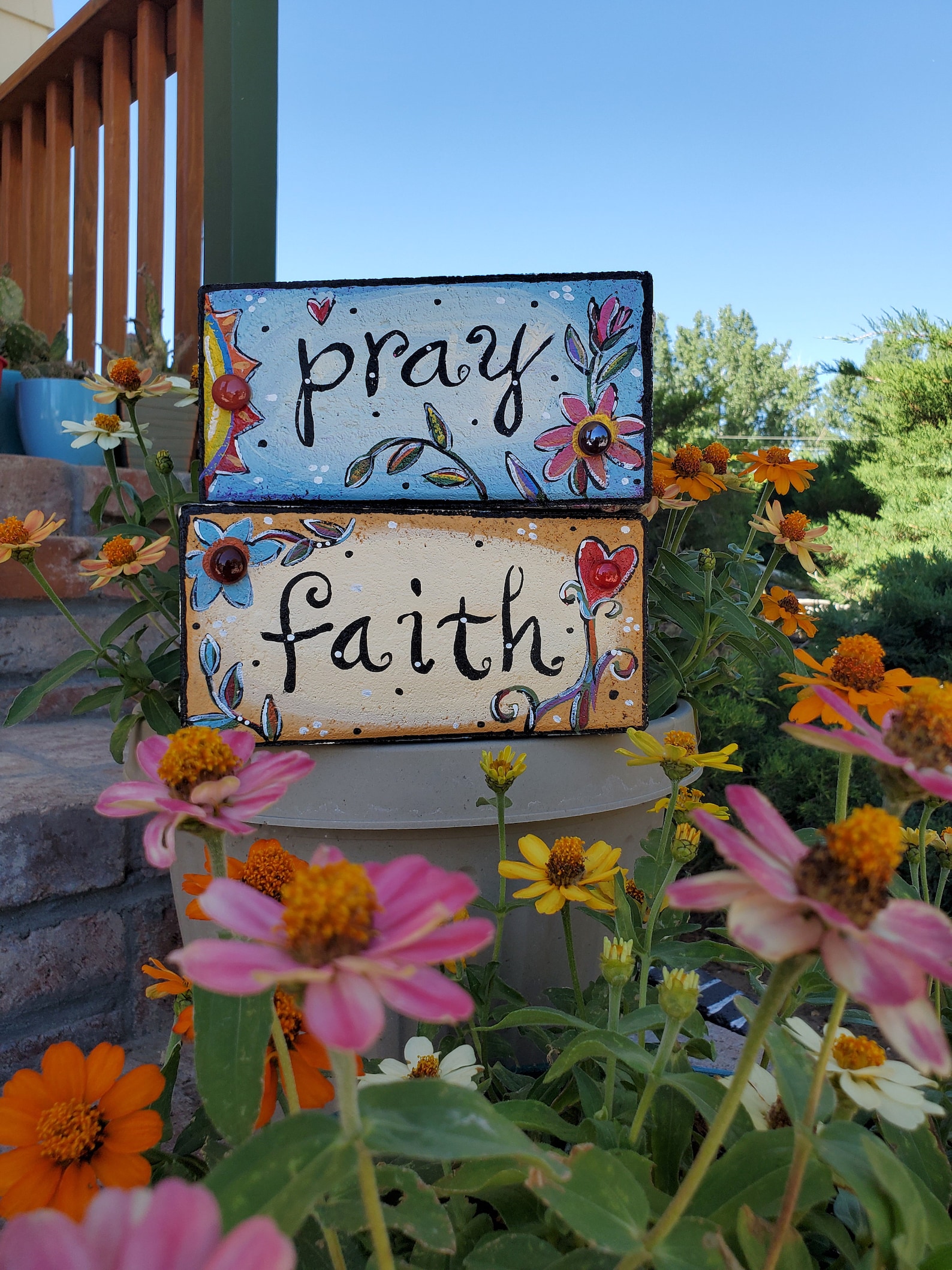 Painted Brick, Pray, Pray Brick, Garden Brick - Etsy