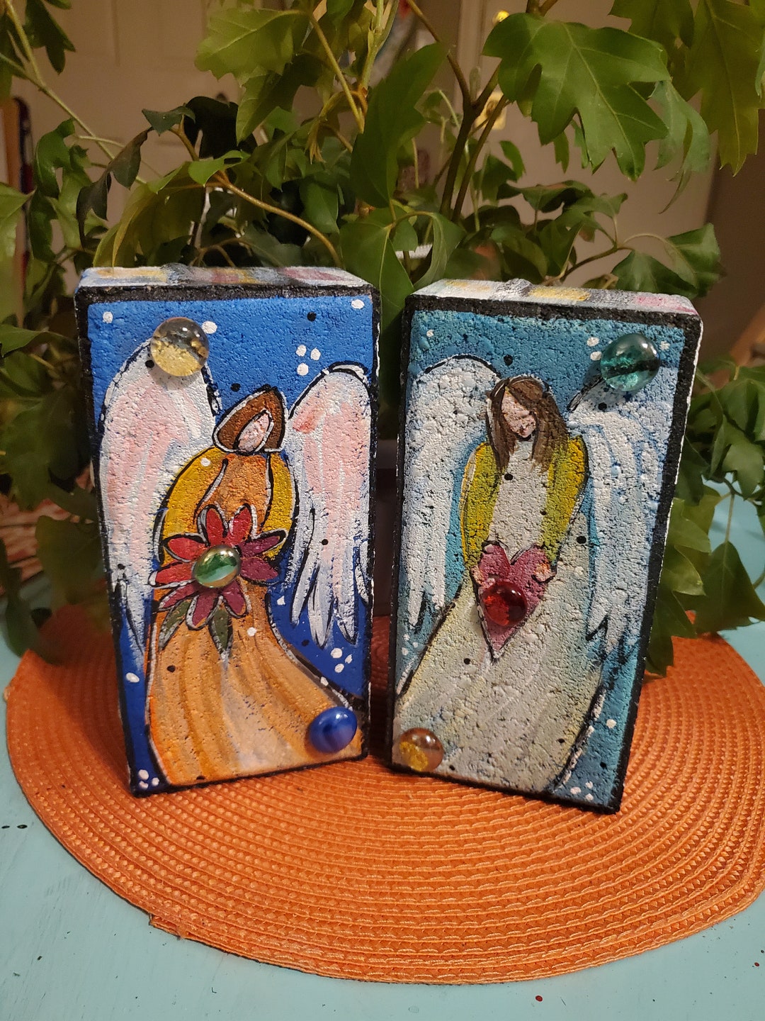 Angel Bricks, Two Bricks, Angel, Garden Bricks - Etsy