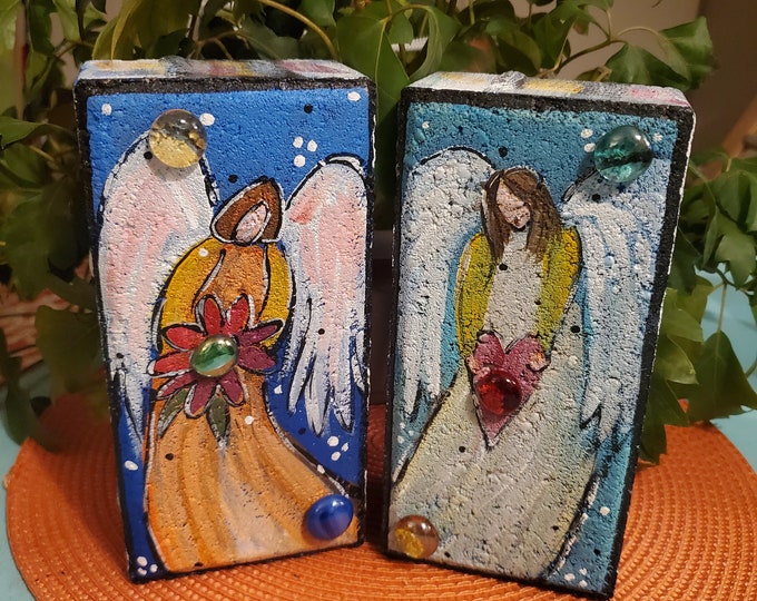 Angel Bricks, Two Bricks, Angel, Garden Bricks - Etsy