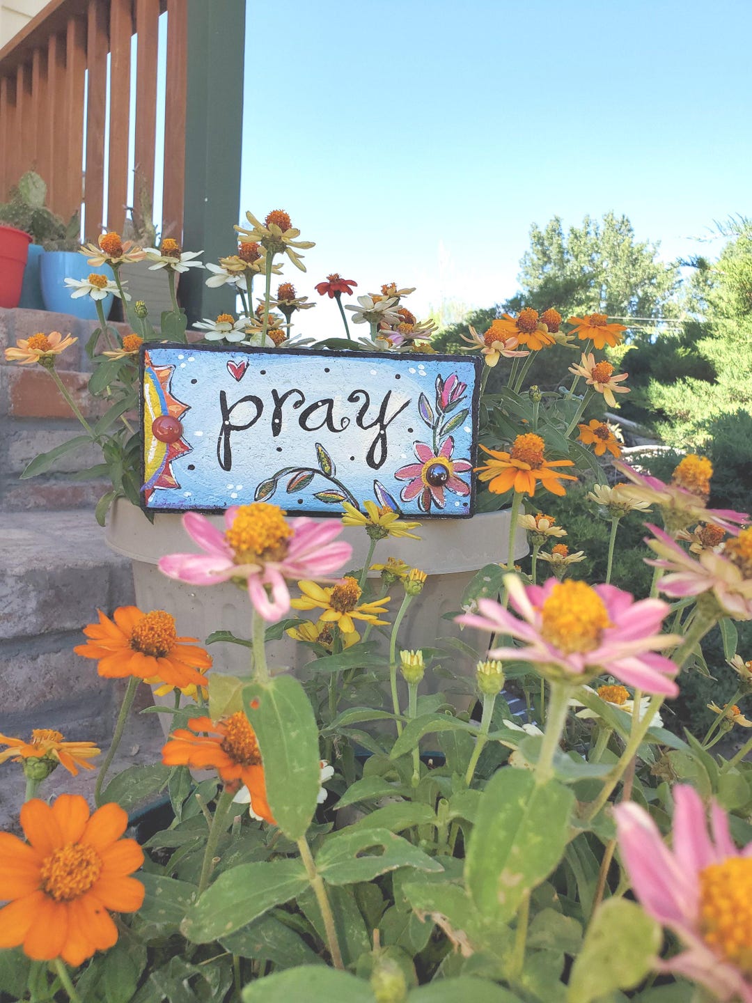 Painted Brick, Pray, Pray Brick, Garden Brick - Etsy