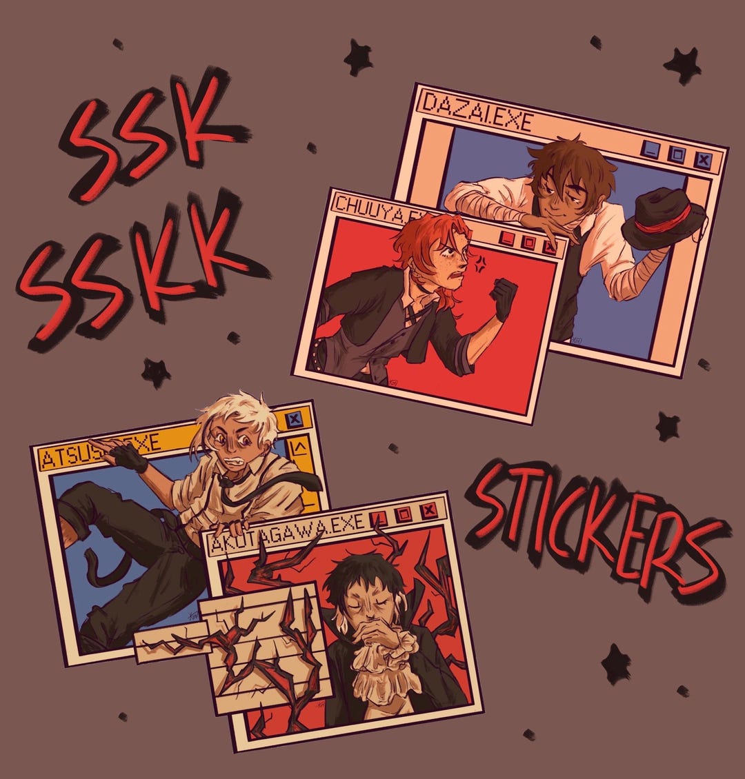 Soukoku/shin Soukoku Windows Glossy Stickers - BSD - Etsy